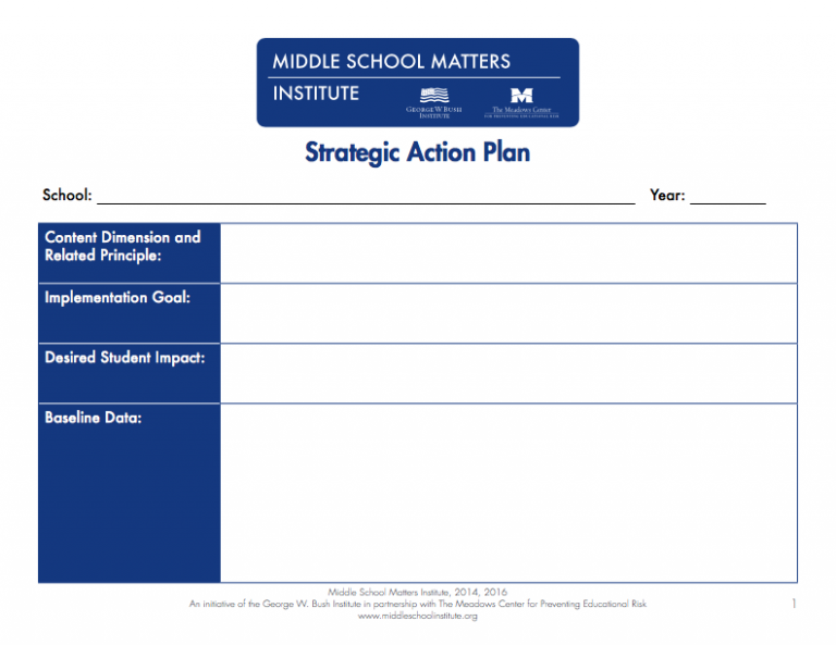 Strategic Action Plan Template – MIDDLE SCHOOL MATTERS