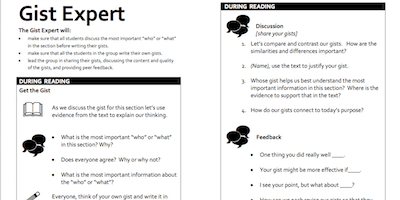 Get The Gist Reading Strategy Middle School Matters Institute
